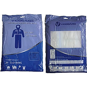 VVicogard Disposable Isolation Coveralls, Front Zipper Elastic Wrists Ankles, Polypropylene PP Protective Coverall Suit Dust-proof with Hood for Manufacturing, Spray Painting, Industrial