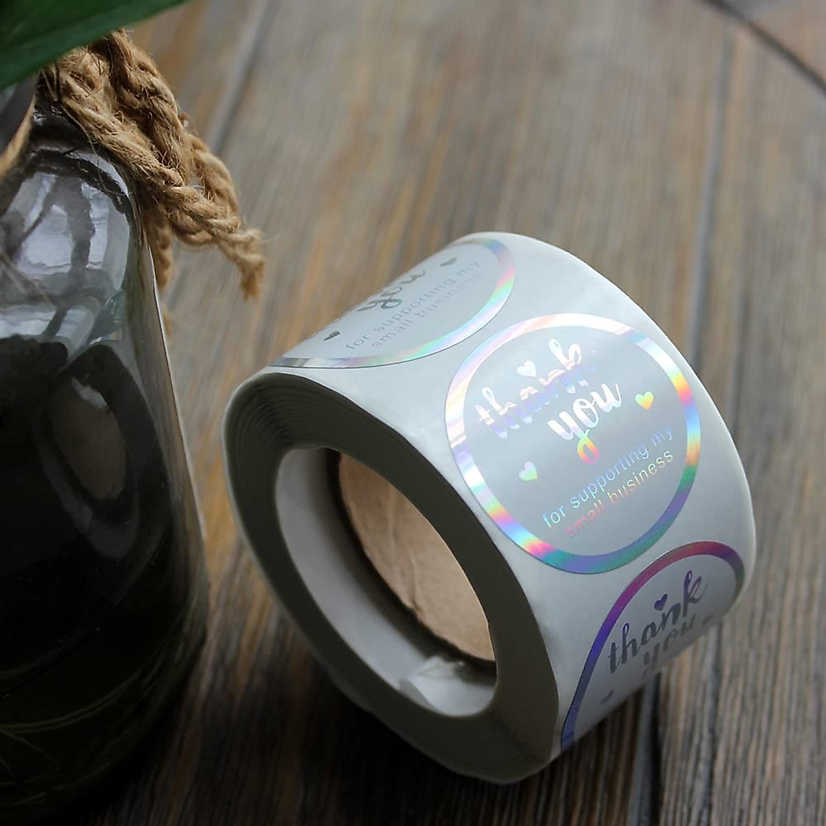 Thank You Stickers Roll 500 Pcs Round Thank You for Supporting My Small Business Stickers 1.5 Inch Thank You Labels for Business