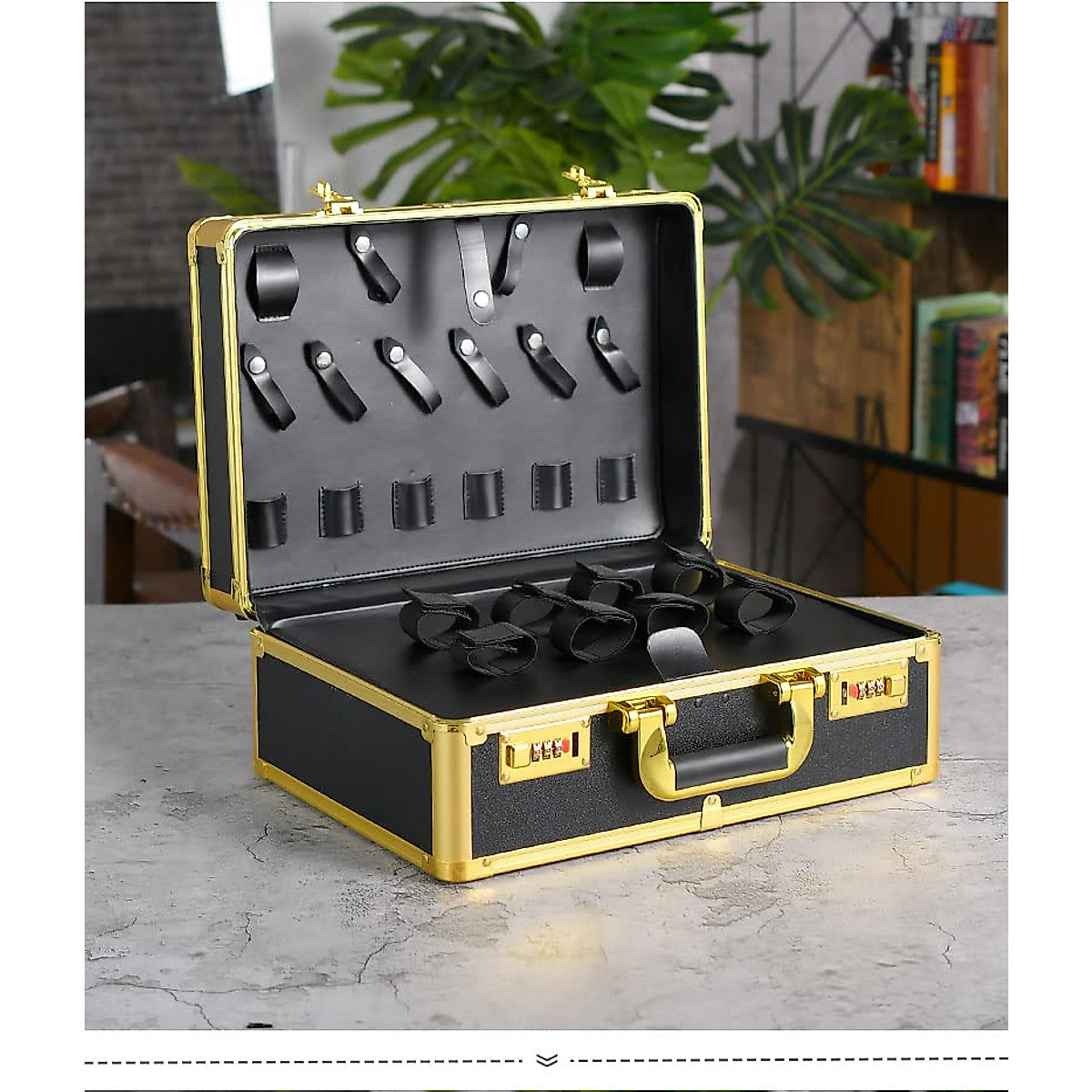 Professional Barber Supplies Case for Barber,Portable Barber Travel Carrying Case for Hair Stylist& Pet Groomer,Multi-Space Design, Sturdy, Large-Capacity Mobile Barber Stations (Gold)