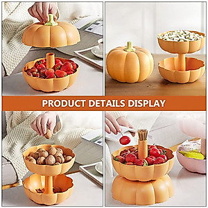 Cabilock Pumpkin Serving Bowl with Lid Wheat Fiber Pumpkin Candy Jar Dessert Fruit Holder Snack Container Food Display Bowl for Wedding Halloween Home Decor