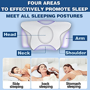 MIETA Cervical Memory Foam Pillow, Neck Pillows for Pain Relief Sleeping, Ergonomic Orthopedic Sleeping Neck Contoured Support Pillow for Side,Back, Stomach Sleepers…