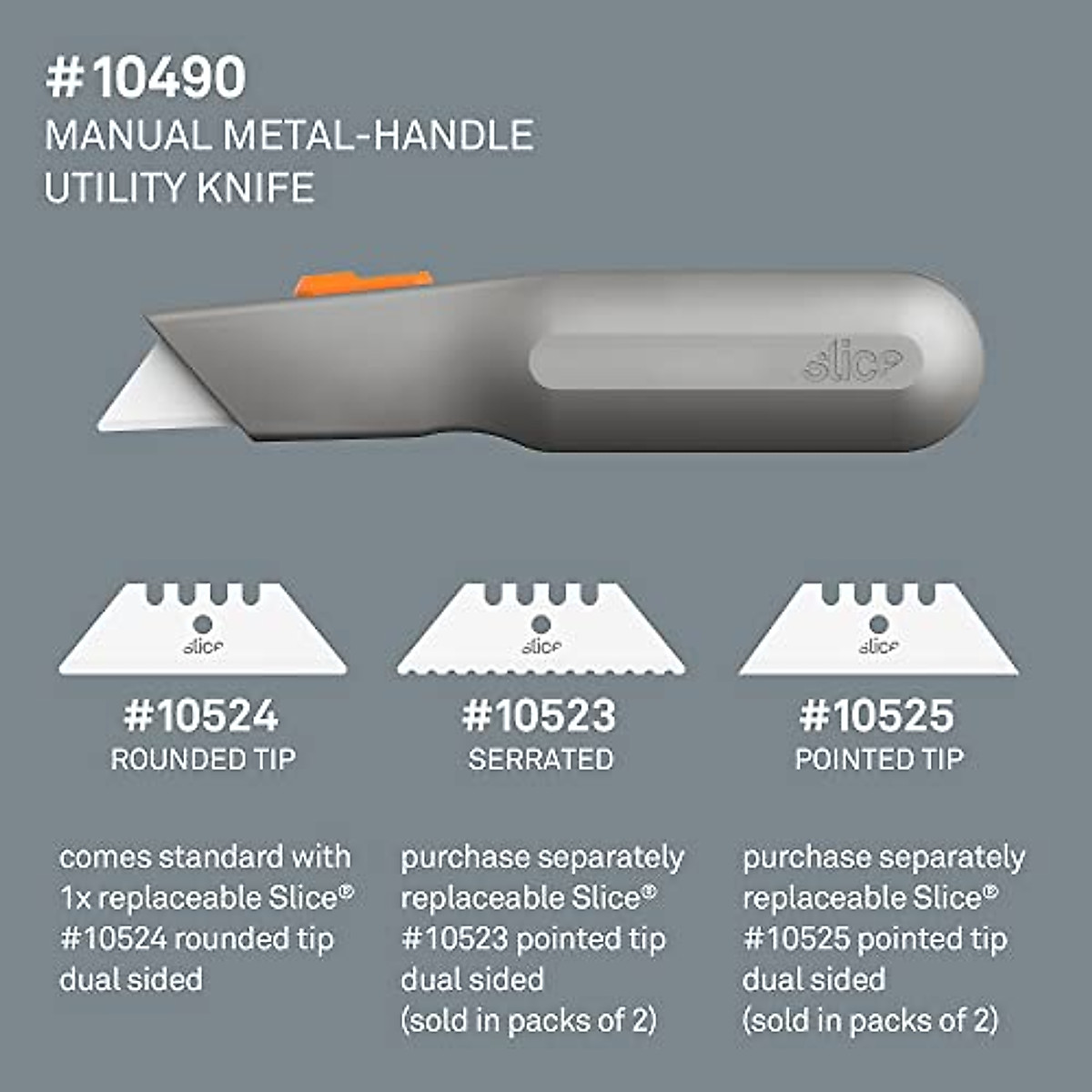 Slice Metal-Handle, 1 Utility Knife, Manual Blade Stays in Position