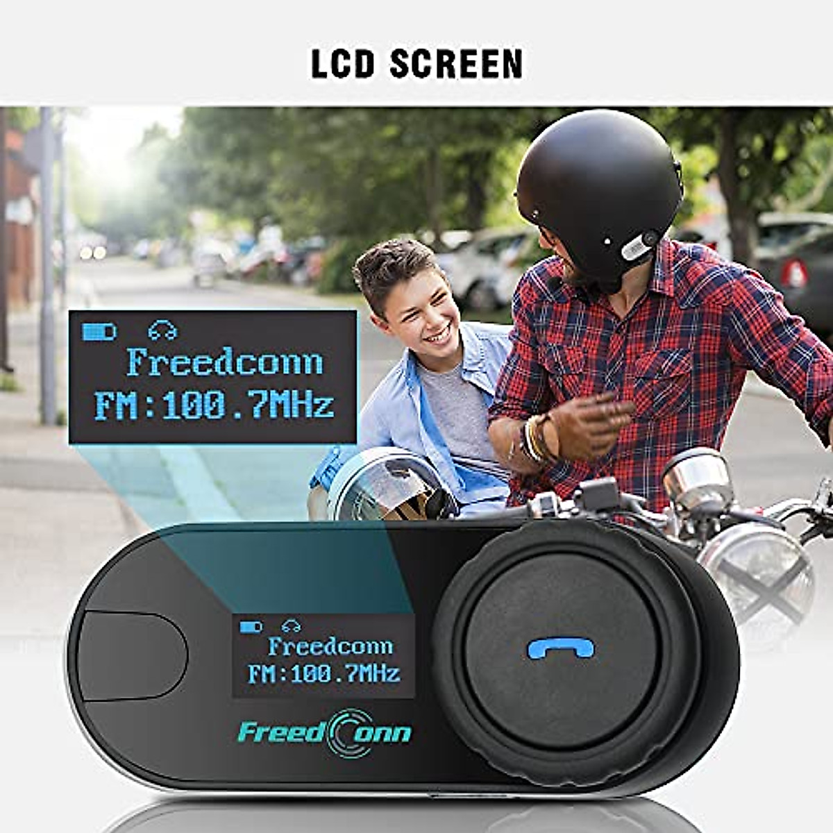 FreedConn Motorcycle Helmet Bluetooth Intercom Interphone Headset Headphones Kit, T-COMSC for 2 or 3 Riders/LCD Screen / MP3 Player/GPS/FM Radio/Hands Free (5 pin)