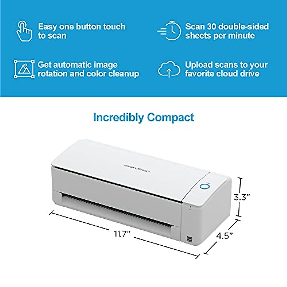 Fujitsu ScanSnap iX1300 Compact Wireless or USB Double-Sided Color Document, Photo & Receipt Scanner with Auto Document Feeder and Manual Feeder for Mac or PC, White