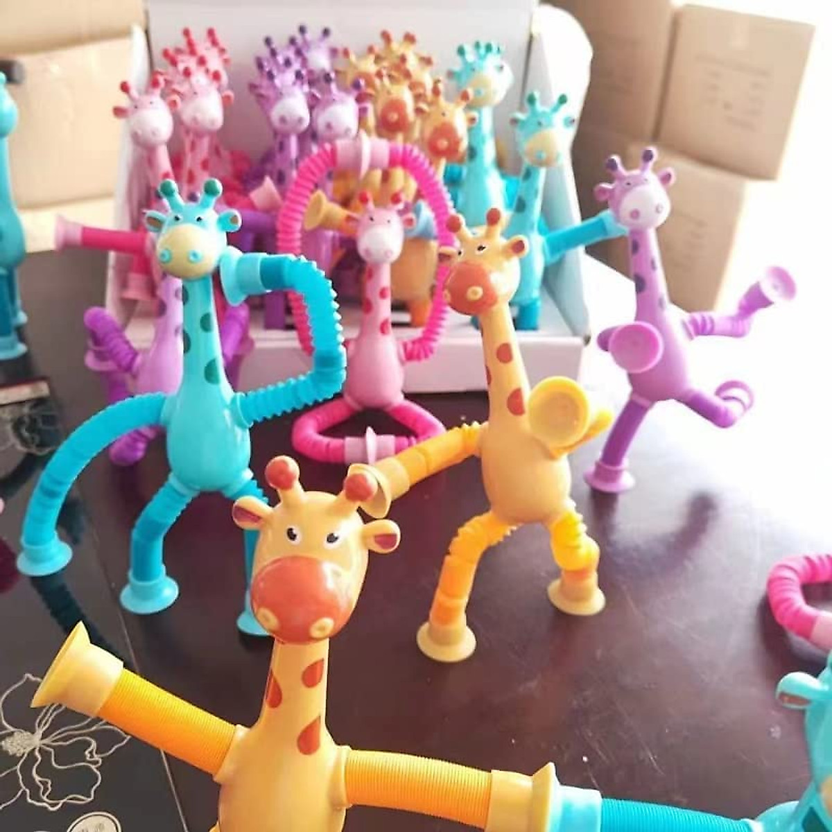 Bilukmi 2023 New 4 PCS Telescopic Suction Cup Giraffe Toy, Telescopic Suction Cup Giraffe Toy,Telescopic Suction Cup Giraffe Toy, Decompress Educational Sensory Toy
