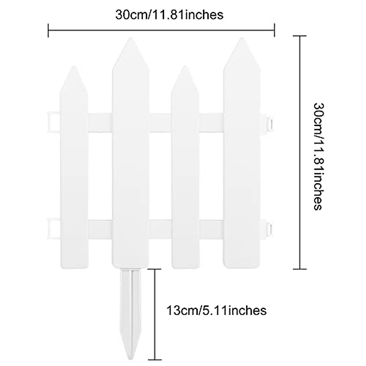 ELECLAND 6 Pieces Garden Fence with 6 Pieces Fence Inser White Plastic Fence Garden Picket Fence Edgings Lawn Flowerbeds Plant Borders Decorative Garden Yard