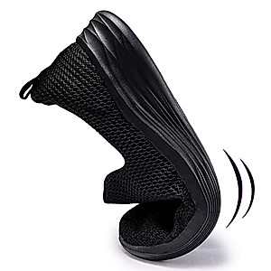 Womens Walking Shoes Breathable Mesh Loafers Lightweight Slip-on Sneakers Non Slip Casual Shoes, All Black, Size 8