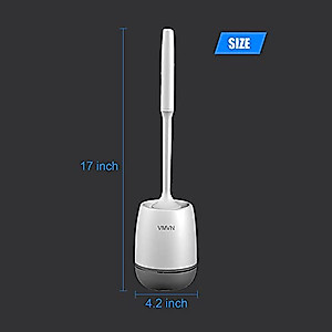VMVN Toilet Bowl Brush and Holder,Compact Toilet Cleaner Brush Set for Bathroom Deep Cleaning,Silicone Bristles Toilet Scrubber,Floor Standing