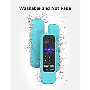 Roku Silicone Cover for Roku Voice Remote/Express 4K+/RCA1R(2022)/RCAL7R Remote Shockproof Protective Case for Roku Streaming Stick TC2-RCB7 Voice Remote Anti-Lost with Remote Loop(Glow Blue)