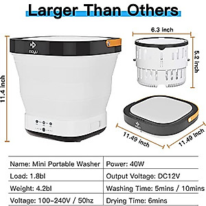 Portable Washing Machine - Foldable Mini Small Portable Washer Washing Machine with Drain Basket for Apartment, Laundry, Camping, RV, Travel, Underwear, Personal, Baby - (110V-200V) - White