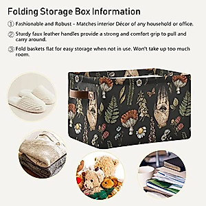 Kigai Botanical Mushroom Witch Hand Storage Basket with Handles for Shelves, Foldable Organizer Waterproof Canvas Storage Bin for Closet/Bathroom/Toy/Nursery, 2 Pack
