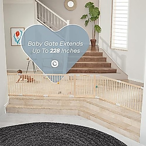 Baby Playpen & Baby Gate for Toddler and Babies, Foldable Wooden Large Shape & Size Adjustable Playard, Play Fence with Locking Gate Activity Center, Toddler Fence Play Area Indoor by Comfy Cubs