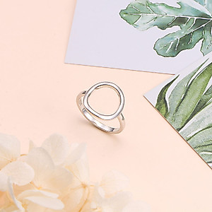 DAOCHONG Sterling Silver Classical Simple Plain Ring Open Circle Karma Statement Promise Ring Karma Ring for Women Size 7