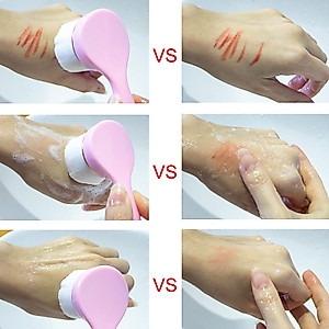 Beomeen 2 Pack Soft Bristle Facial Cleansing Brush for Deep Pore Cleaning, Face Exfoliating Scrub Brush for Face Cleansing Skincare Massaging (Pink and Jade White)