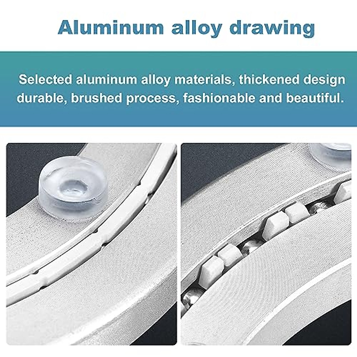 MECCANIXITY Aluminum Lazy Susan Turntable Ring Large Bearing Metal Rotating Turntable Bearings Swivel Plate Hardware 16 Inch Mute for Round Dining-Table Showcase Display Stand Services Silver