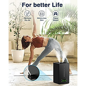 6L Humidifier, Cool Mist Humidifiers with Essential Oils Diffuser for Room, Home, Office, Baby Nursery, Plants, 360° Adjustable Mist Nozzle, Quiet, Auto Shut-off, Sleep Mode, Easy to Clean(Black)