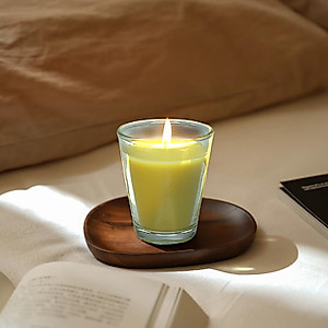 Beeswax Votive Candles in Glass Votive Holders-6pcs Pack, Hand-Poured Bees Wax Votive Candles for Home Décor Spa Party Meditation, Dripless & Unscented, Burning Time 12 Hours,1.96"x2.36" Each