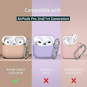 R-fun AirPods Pro 2nd/1st Generation Case Cover with Keychain, Full Protective Silicone Skin Accessories for Women Men with Apple AirPods Pro 2022/2019 Charging Case, Front LED Visible-Milk Tea