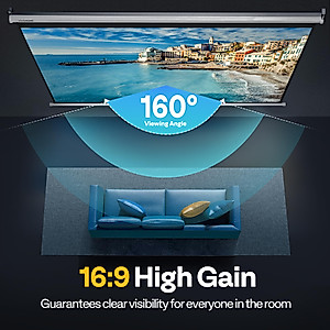 VIVOHOME Projector Screen Pull Down, 16:9 80 Inch Retractable Projection Screen, HD 4K Manual Pull Movie Screen for Home Theater, Cinema, Office (70x40 Inch White)