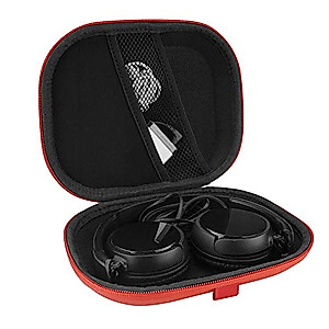 Geekria Shield Headphones Case Compatible with Sony MDR-ZX300, MDR-ZX310, MDR-XB200, MDR-ZX100, MDR-ZX110 Case, Replacement Hard Shell Travel Carrying Bag with Cable Storage (Red)