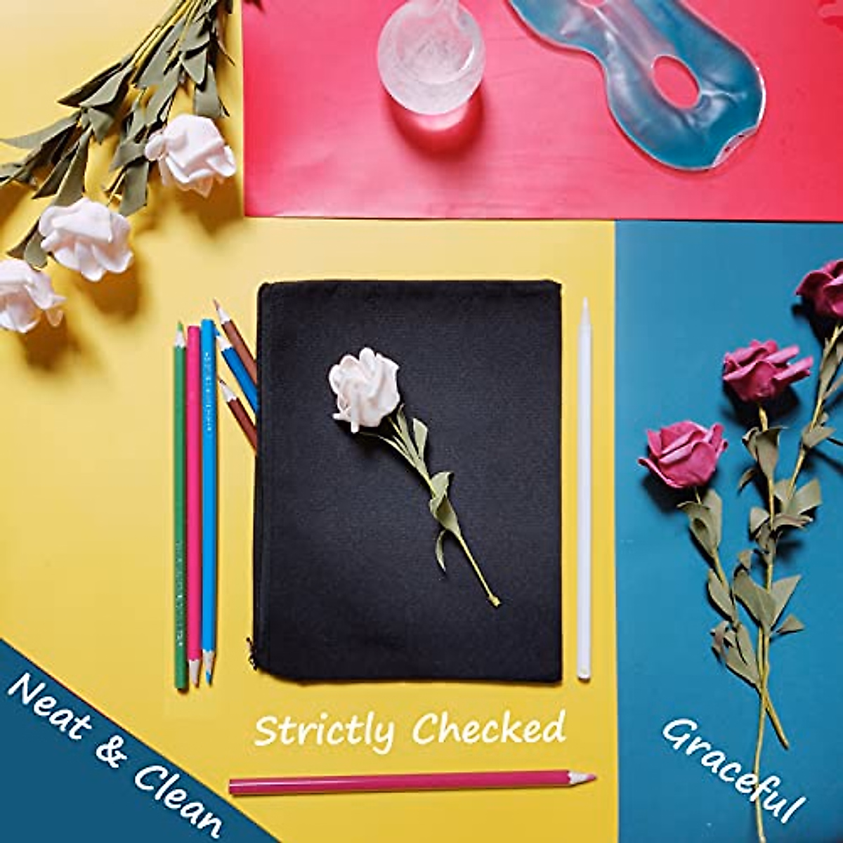 Koolmox 20 Makeup Bags in Bulk, 9x7 Large Black Canvas Pencil Pouch with Zipper, Cotton Cosmetic Bags Wholesale Plain Canvas Pouch for Painting, Heat Transfer Printing, Crafting, Drawing Decoration