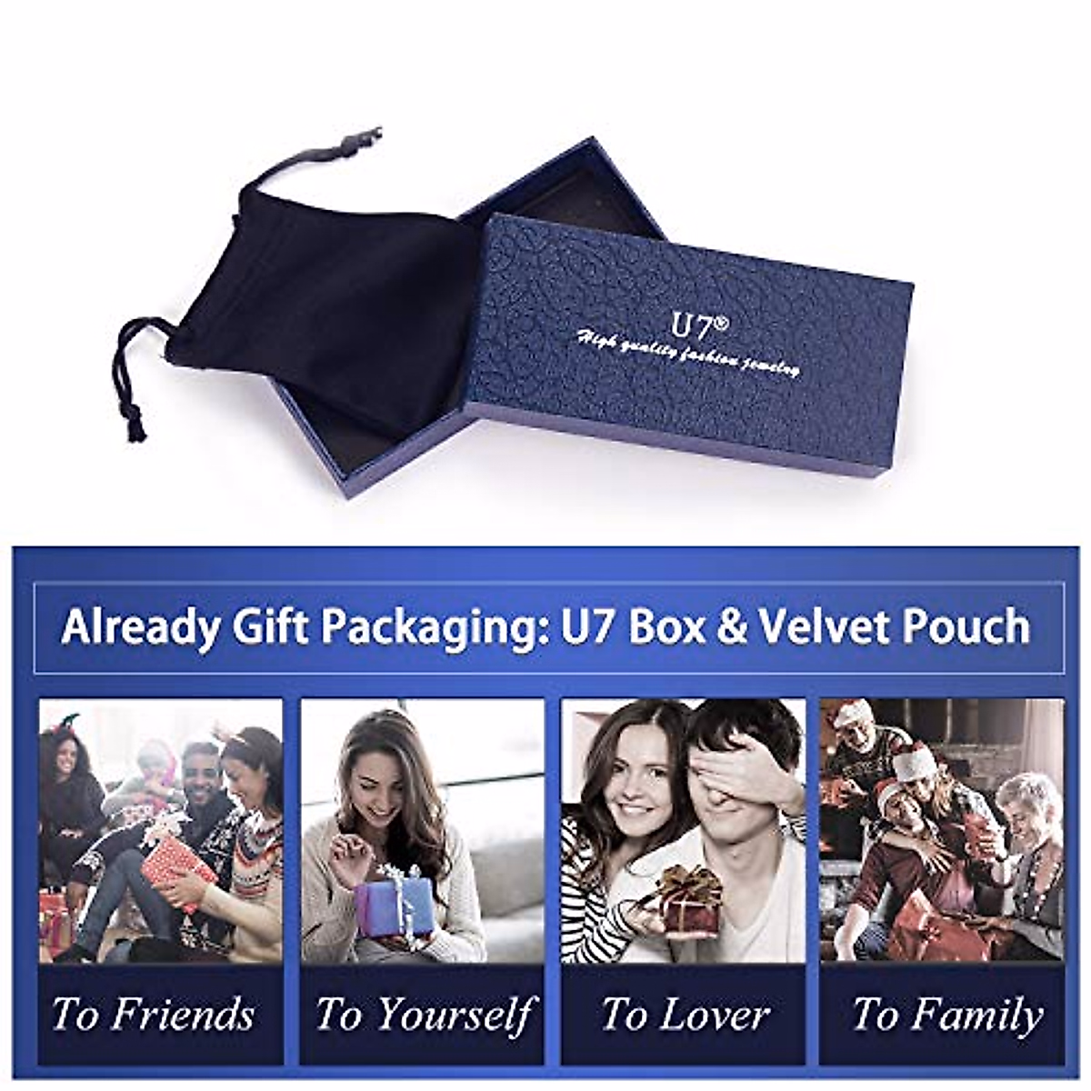 U7 Custom Photo Necklace Men Women Personalized Jewelry Customized Any Picture Pendant Stainless Steel Chain 18-30 Inch, Mothers Day Lover Gift Ice Out Platinum Image Necklaces