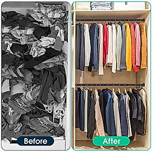 Adjustable Closet Rod for Hanging Clothes, 28 to 42 Inch Adjustable Closet Hanging Rods, Metal Space Saver Extender Closet Bar for Wardrobes, Laundry Room, Shoe Cabinets