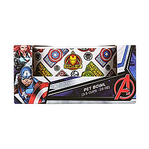 Marvel Comics Avengers Ceramic Dog Bowl, 6-Inch | White Ceramic Dog Bowl with Official Avengers Characters and Logo | Medium Dog Food Bowl or Water Bowl for Dry and Wet Food | 3.5 Cups 28 oz