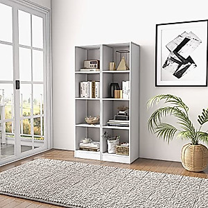 MEDIMALL 4 Cube Bookshelf, Freestanding 4-Tier Open Shelf Tall Narrow Bookcase with Anti-Tipping Kits, Book Storage Organizer for Bedroom Living Room Study Home Office Apartment, 56 Inch White…