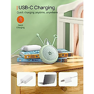 JolyWell Portable Sound Machine - White Noise Machine for Baby & Adult, Baby Sound Machine with Night Light, Powerful Battery, 20 Soothing Sounds, Noise Canceling for Sleeping, Travel & Office, Green