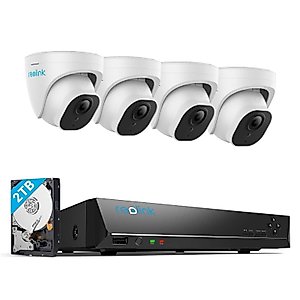 REOLINK 4K 8CH PoE Security Camera System, 4X RLC-822A PoE Outdoor Security Cameras Bundle RLN8-410 NVR 8 Channel Pre-Installed 2TB Hard Drive, 3X Optical Zoom, Human/Vehicle/Pet Detection