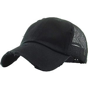 Funky Junque Distressed Trucker Dad Hat - Black