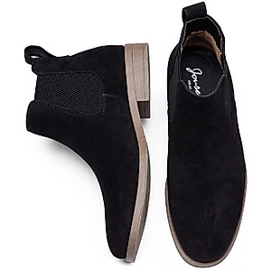 Jousen Men's Chelsea Boots Casual Suede Fall Ankle Boots Simple Style Boots for Men Size 10 (AMY658A Black 10)