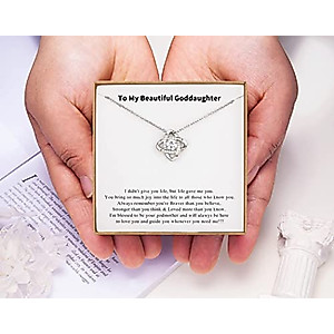 Famdecor Goddaughter Gifts from Godmother Goddaughter Necklace Sterling Silver Rhinestone Knot Necklace for Goddaughter Gifts from Godfather Goddaughter Christmas Gifts