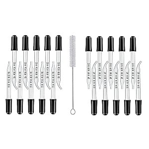ToToT 10pcs Dropper 5 Straight Tip + 5 Bent Tip Measured Dropper 1ml Glass Pipette for Lab, Perfume, Essential Oil