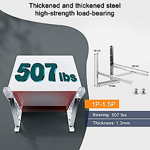 Mini Split Wall Mounting Bracket for 9000-24000 BTU Condenser, POIUNA Stainless Steel Ductless Mini Split Bracket up to 507 lbs for Air Conditioner Heat Pump Systems HVAC, Compressor