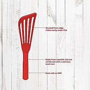 Maine Man Non-Stick Angled Fish Turner Slotted Spatula, Silicone with Stainless Steel Core