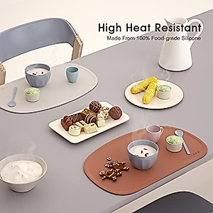 Cuddle Campus Silicone Placemat with Raised Edges for Kids,Toddlers,Babies, Non-Slip Table Setting Placemat for Dining,Come with String for Storage, (Buttercream)