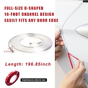 Ziciner Car Door Edge Guards, 16Ft (5M) Auto Edge Trim Rubber Seal Protector with U Shape, Automotive Anti-Collision Door Entry Trim Molding Protection, Universal Fit for Most Car (Transparent White)