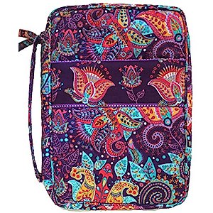 DIWI Quilted Bible Cover Extra Large Sizes 11.25 X 8.25 X 2.75 Inches Good Book Case (XL, C1 Purple Garden)
