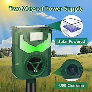 2024 Upgraded Ultrasonic Animal Repeller Outdoor,2 Pack Deer Repellent Devices Solar Animal Repeller with Motion Sensor Animal Deterrent to Scare Squirrel Coyote Raccoon Skunk Rabbit Out of Yard Farm