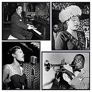 African American Musicians Vintage Photo Set - Billie Holiday, Ella Fitzgerald, Duke Ellington, Satchmo, Louis Armstrong - Black History Wall Art Decor Gift - Famous Jazz Music Musicians Pictures