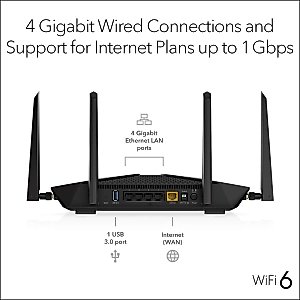 NETGEAR Nighthawk 5-Stream AX5 WiFi 6 Router (RAX43) � AX4200 Wireless Speed (Up to 4.2 Gbps) | 2,000 sq. ft. Coverage (Renewed)