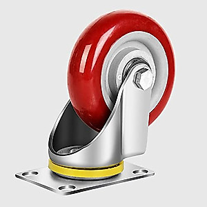 Castors Swivel Castor Wheels Industrial Plate Casters, for Furniture Table Shopping Cart Trolley Workbench, Silent Caster for Furniture, 2 Casters with Brake and 2 Without Brake Castor Wheel (Color :
