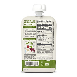 Serenity Kids Baby Got Beef Bundle | 6 Each of Grass Fed Beef, Beef & Ginger and Beef Pot Roast Pouches (18 Count)