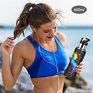 Kcldeci Unicorn Rainbow Galaxy Sports Water Bottle 20 Oz Straw Lid Leak Proof Vacuum Insulated Stainless Steel Hot Cold Double Walled Thermo Mug Tumbler Travel Cup Standard Metal Canteen