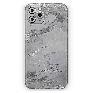 Design Skinz Dark Silver Marble Swirl V9 - DesignSkinz Protective Vinyl Decal Wrap Skin Cover Compatible with The Apple iPhone 7 (Full-Body, Screen Trim & Back Glass Skin)