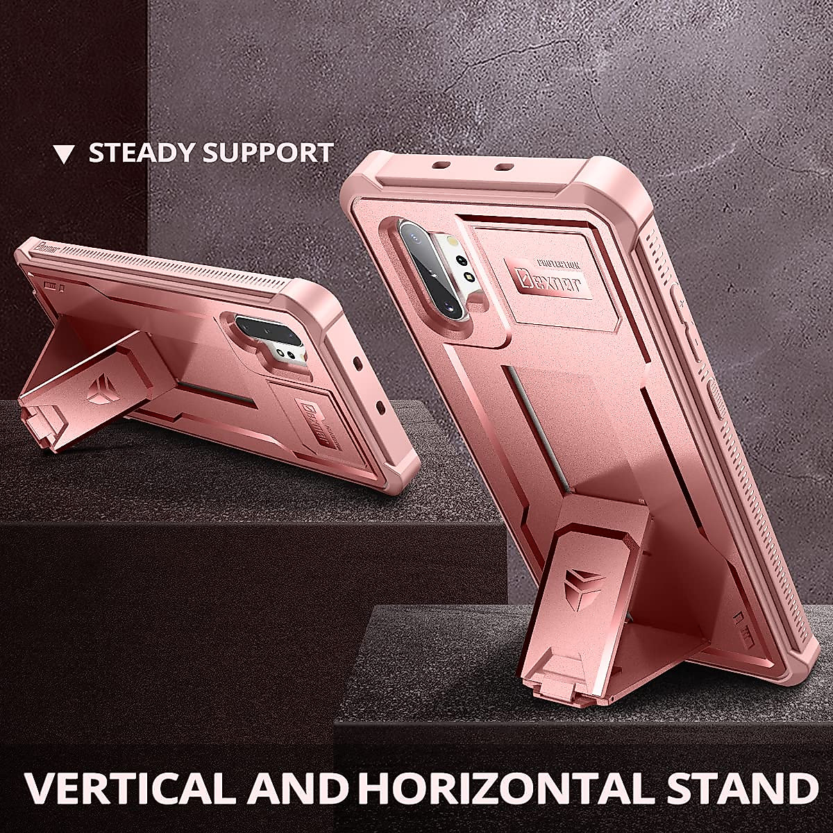 Dexnor for Samsung Galaxy Note 10+ Plus Case, [Built in Screen Protector and Kickstand] Heavy Military Grade Protection Shockproof Protective Cover for Samsung Galaxy Note 10 Plus Rose Gold