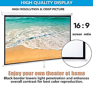 ZENY Projector Screen Pull Down 100 Inch 16:9 HD Projection Screen Folding Home Theater Portable Indoor Outdoor Movie Screen