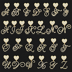 Krfy Cursive Gold Initial Pendant Necklace Iced Out Miami Cuban Link Chain for Women 18K Gold Plated Alphabet Letter Pendant Choker Hip Hop Chain Trendy Rapper Jewelry